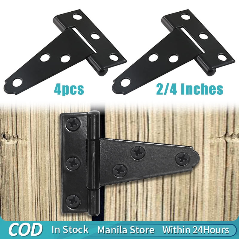 4pcs T-Shaped Hinge Triangle Hinge 2/4 inch Barn Door Hinges with ...