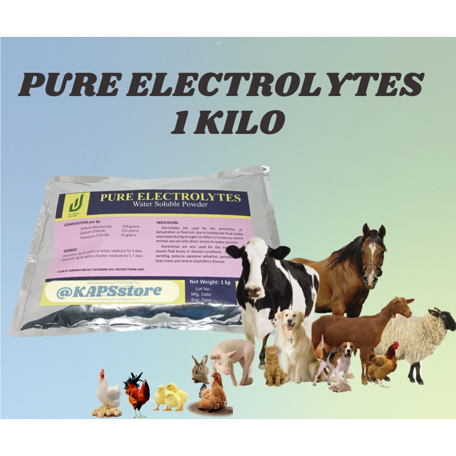 PURE ELECTROLYTES Water Soluble Powder for animals 1kilo | Shopee ...