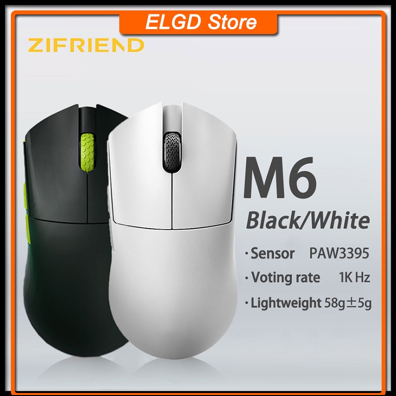 Zifriend M6 PAW 3395 Sensor Lightweight Wireless Gaming Mouse Tri-Mode 26K DPI 1K Hz Kailh GM8.0 ...