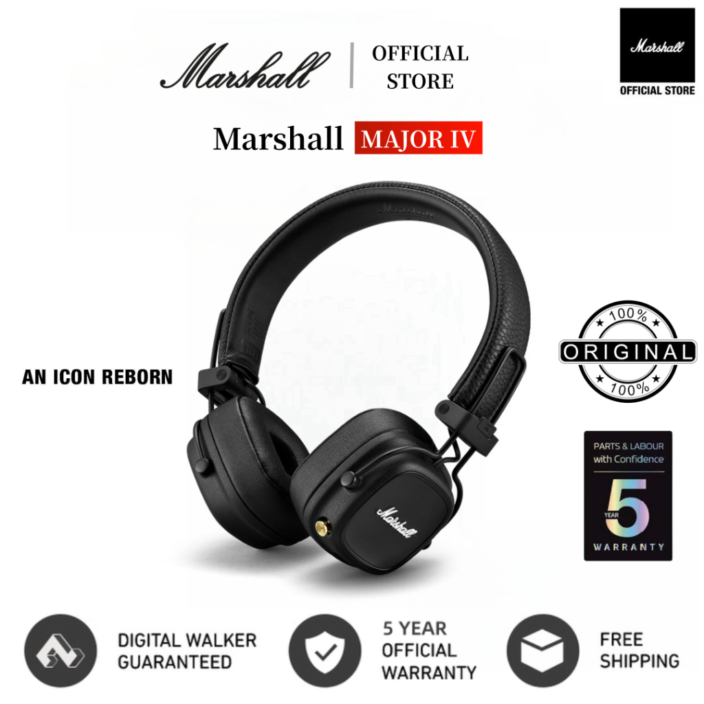 MARSHALL Major Wireless Bluetooth On Ear Headphones Mic Headset Deep ...