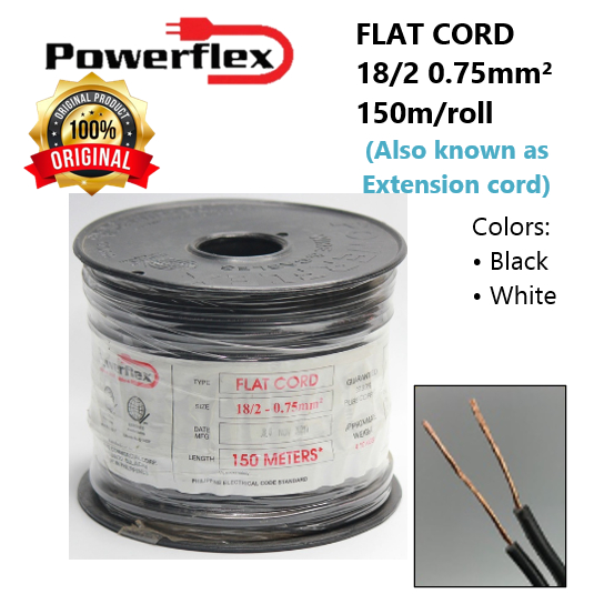 ORIGINAL POWERFLEX Flat Cord 18 SPT 1 0.75 mm 150m Power Flex Extension ...