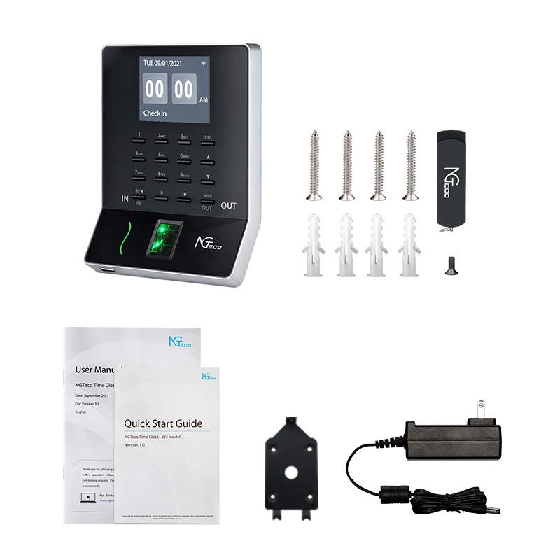 NGTeco W2 Fingerprint Time Attendance Machine WiFi/APP Time Recorder ...
