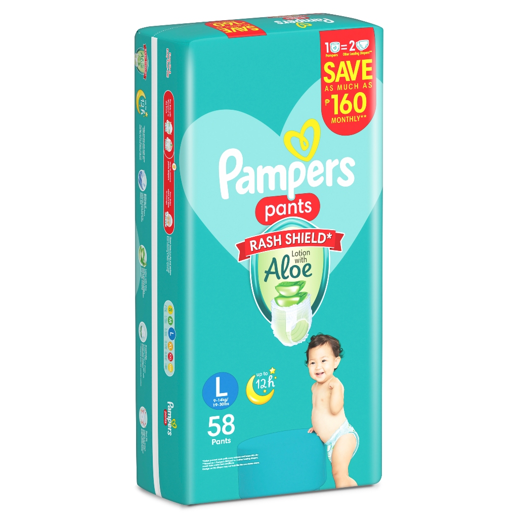 Pampers Baby Dry Pants Diapers with Rash Shield Large 58s x 3 packs ...