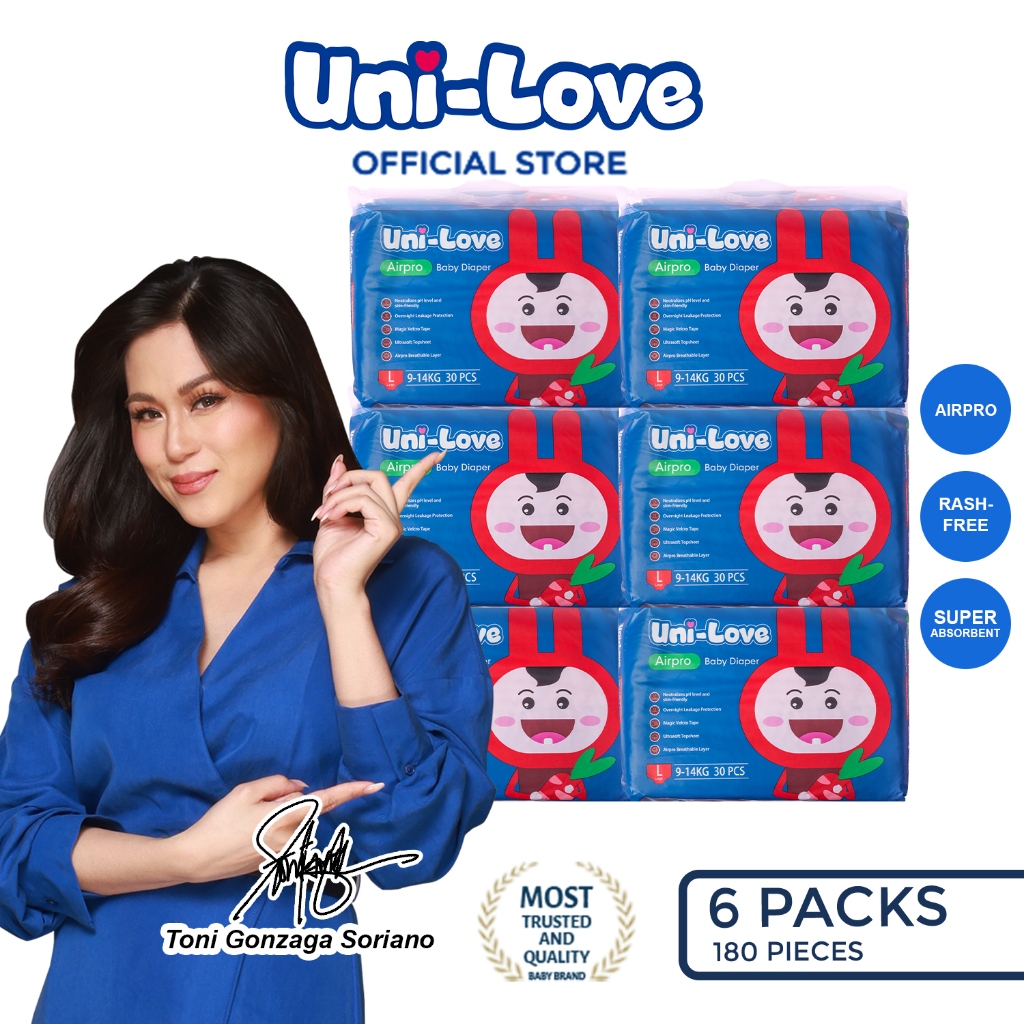 UniLove Airpro Baby Diaper 30's (Large) Pack of 6 | Shopee Philippines