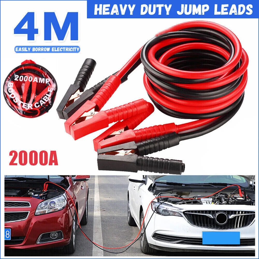 Heavy Duty 2000amp 4m Car Battery Jump Leads Booster Cables Pure Copper