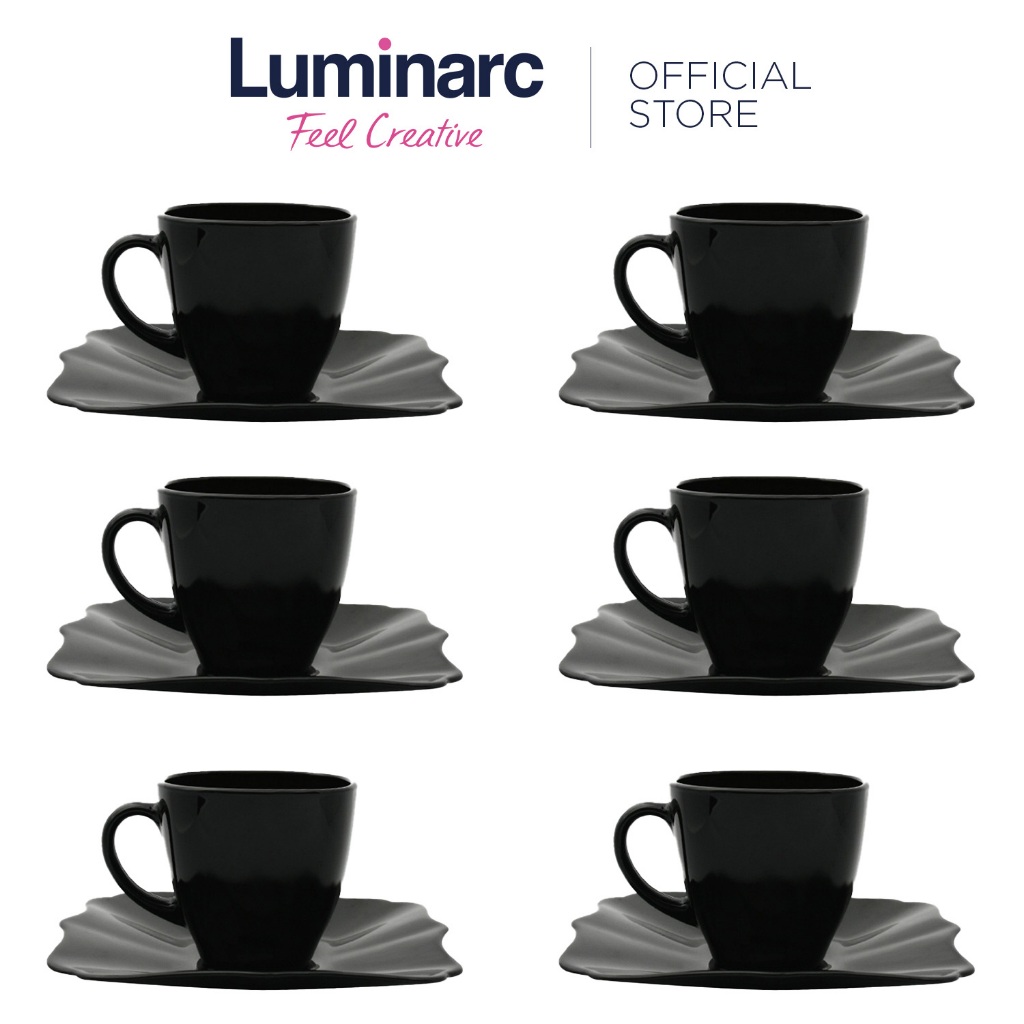 Luminarc E4958 Authentic Noir 6pcs 22cl Coffee Mug Glass Tea Cup and ...
