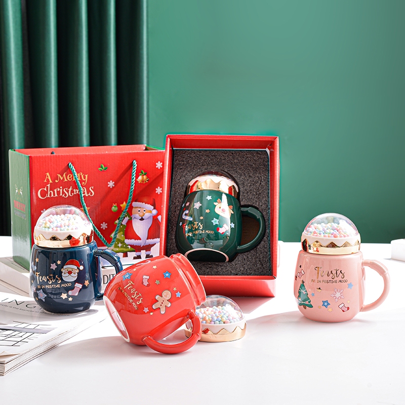GIFT BOX Christmas Mug, Cute Ceramic Tea mugs with Lid And Gift Box ...