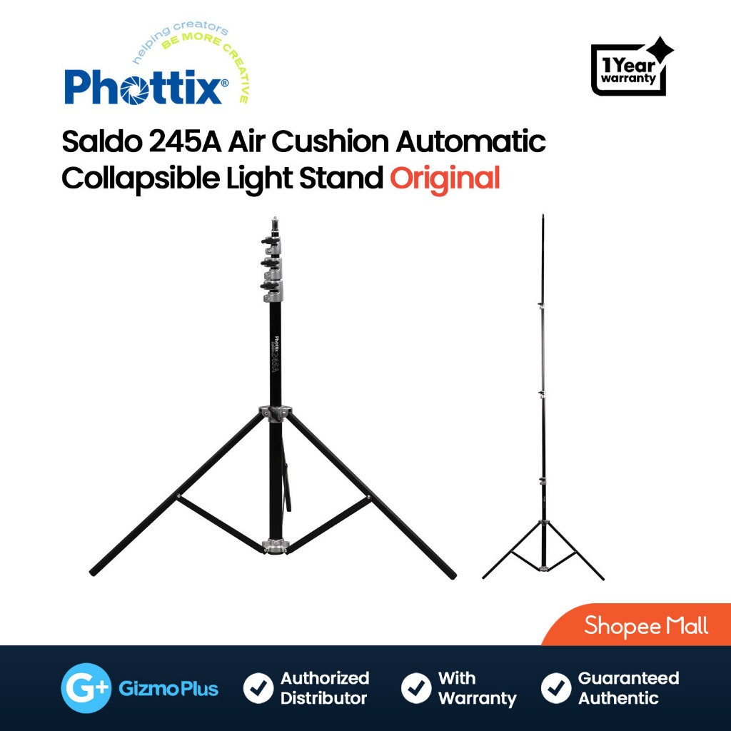 Phottix Saldo 245A Air Cushion Automatic Collapsible Light Stand (245cm ...
