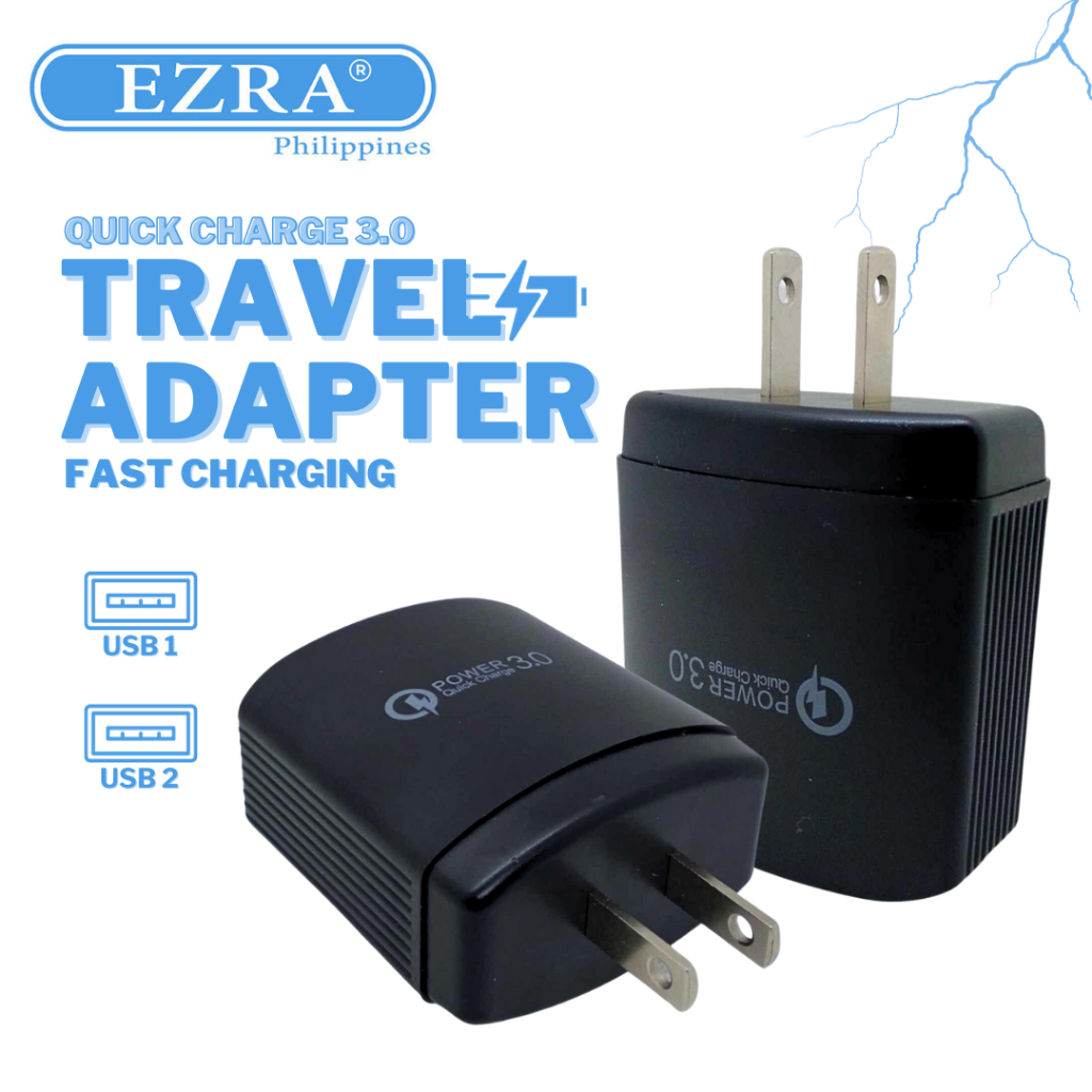 EZRA ADC-QC004 3A Max Fast Charging Mobile Travel Adaptor Quick Charge ...