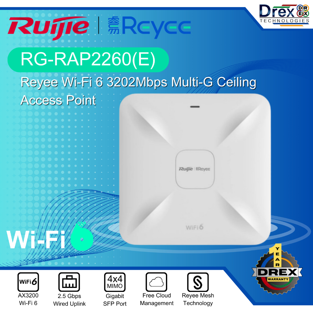 RUIJIE/REYEE (RG-RAP2260(E)) AX3200 Wi-Fi 6 Multi-Gigabit Ceiling Mount Access Point | Shopee ...