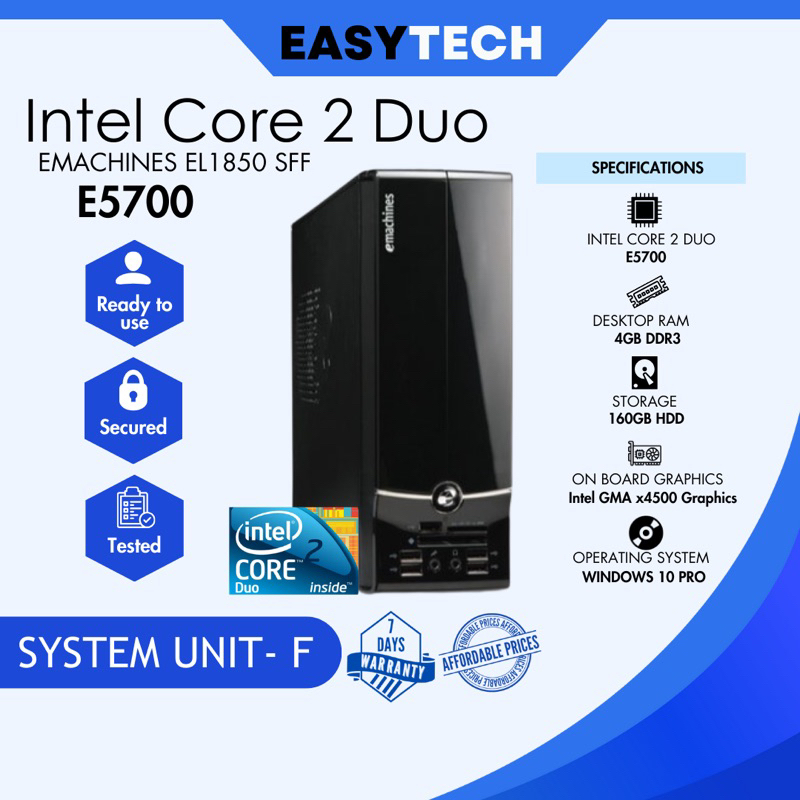 EASYTECH | CPU-A06 Intel E5700 4GB RAM 160GB HDD Emachines EL1850 ...