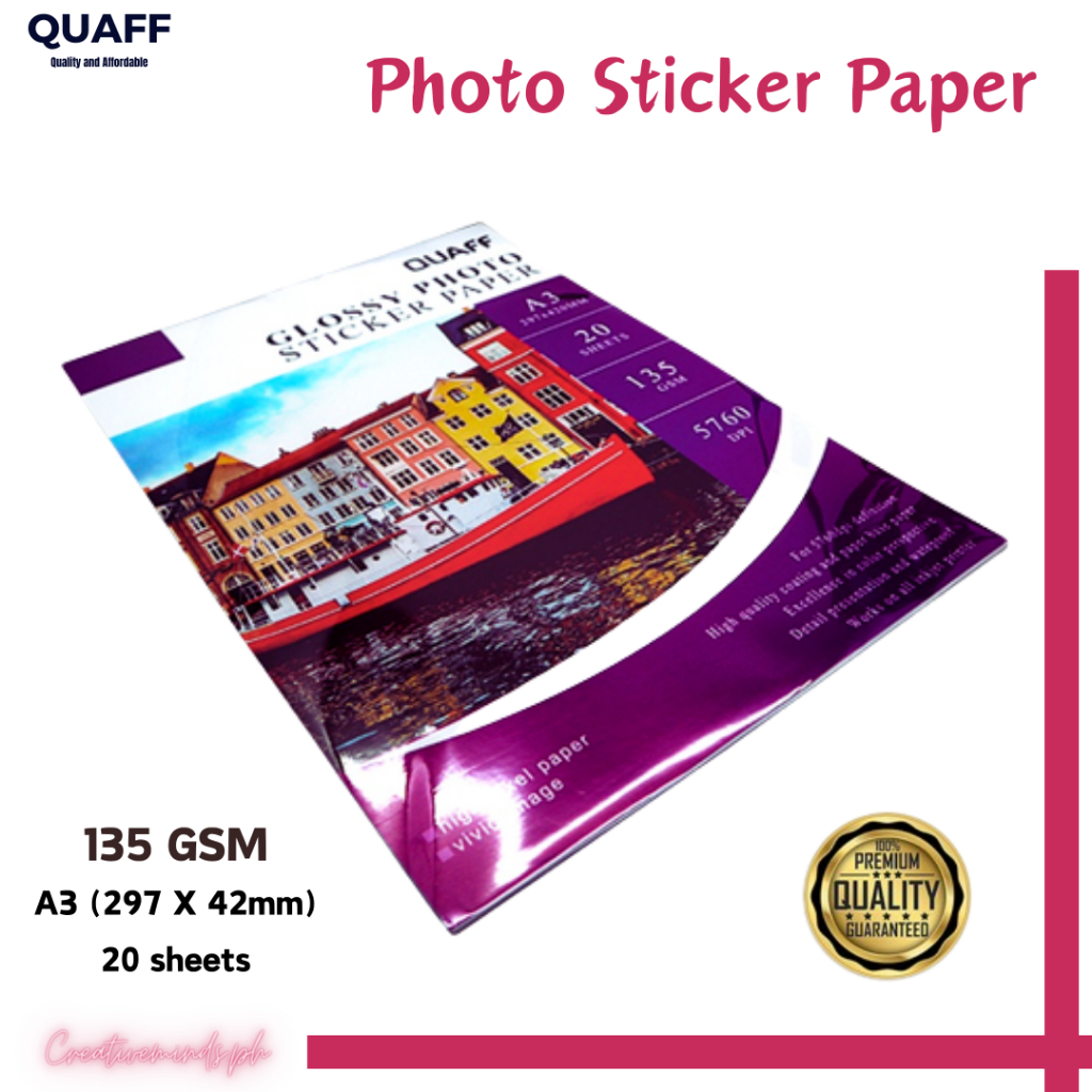 QUAFF 135gsm Photo Sticker A3 Size (20 sheets) | Shopee Philippines