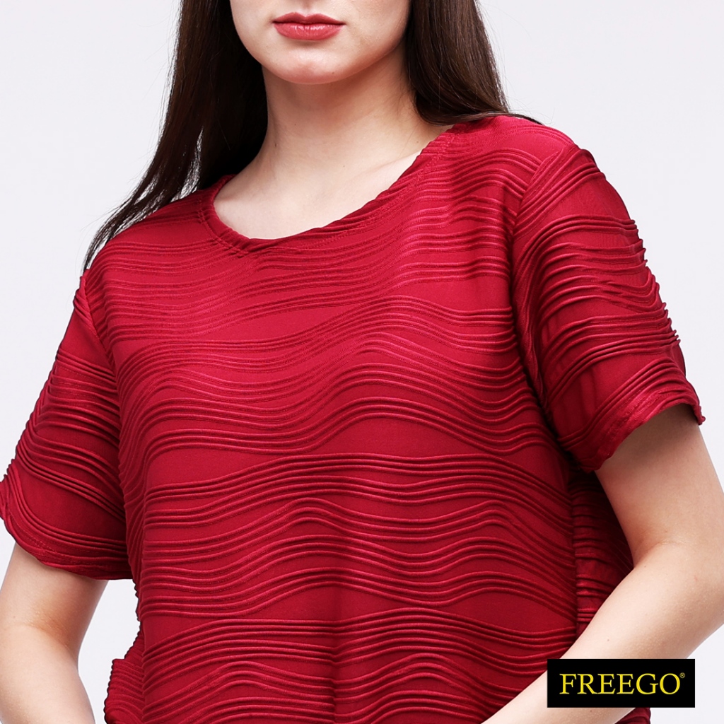 Freego Ladies Special Asymmetrical Knits Short Sleeves Blouse AST12 ...