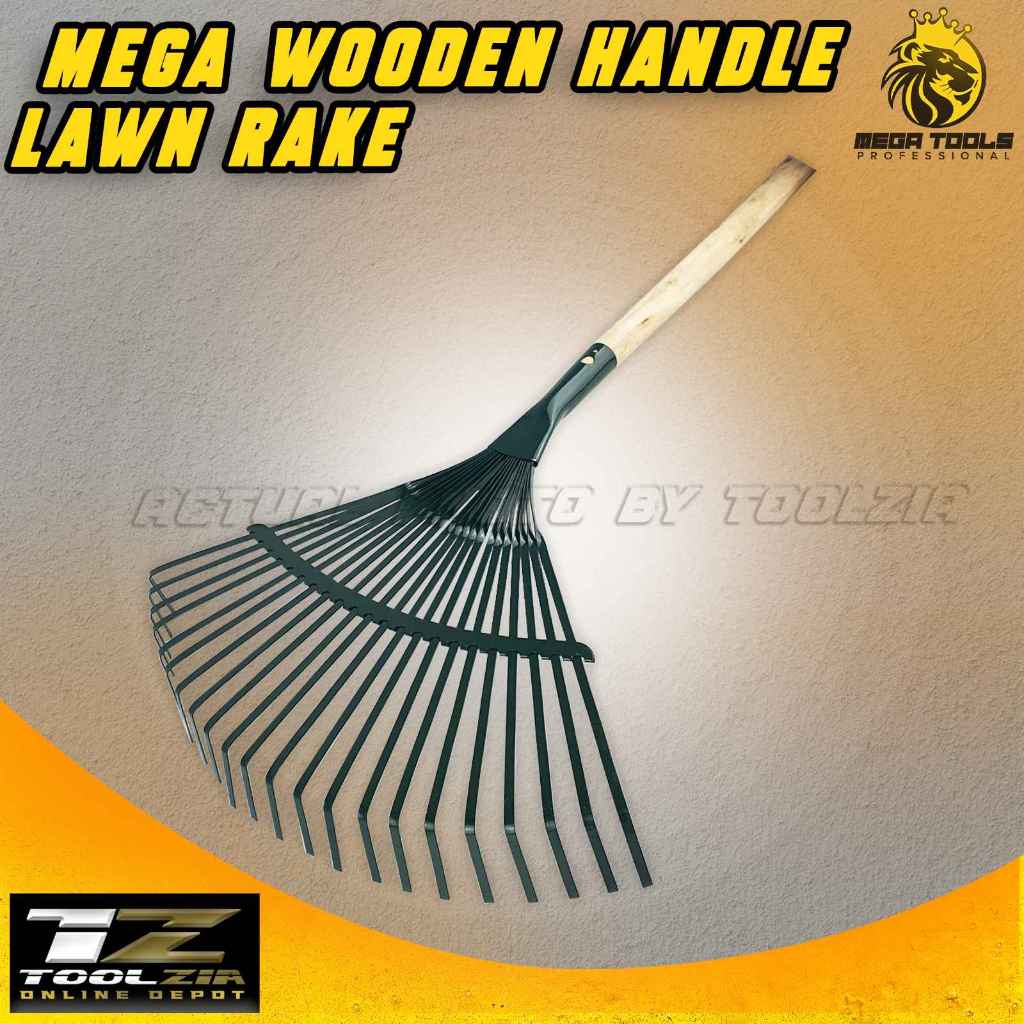 MEGA - LAWN RAKE WITH WOODEN HANDLE | Shopee Philippines