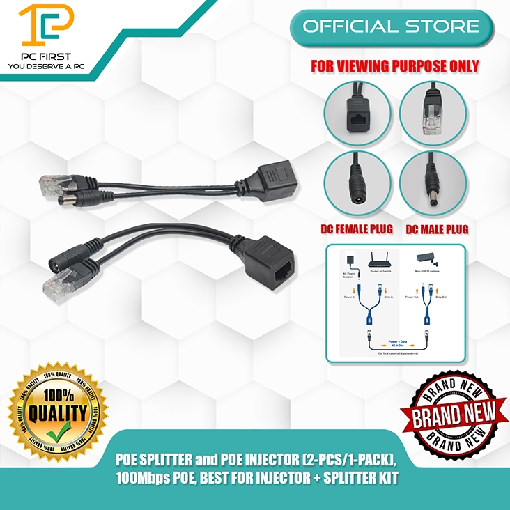 POE SPLITTER and POE INJECTOR (2-PCS/1-PACK), 100Mbps POE, BEST FOR ...