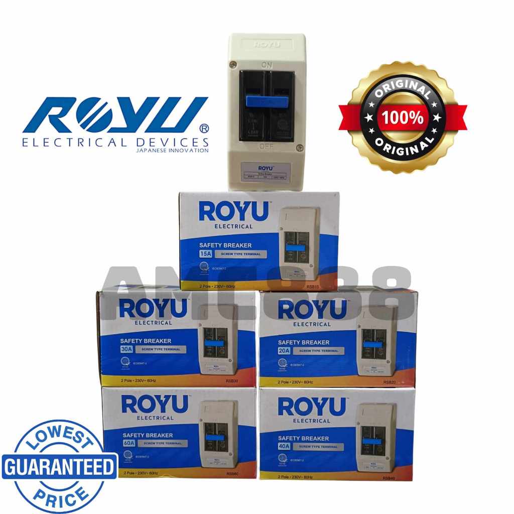 Safety Breaker ROYU w/ Enclosure Box Case (Screw Type Terminal) 15A ...