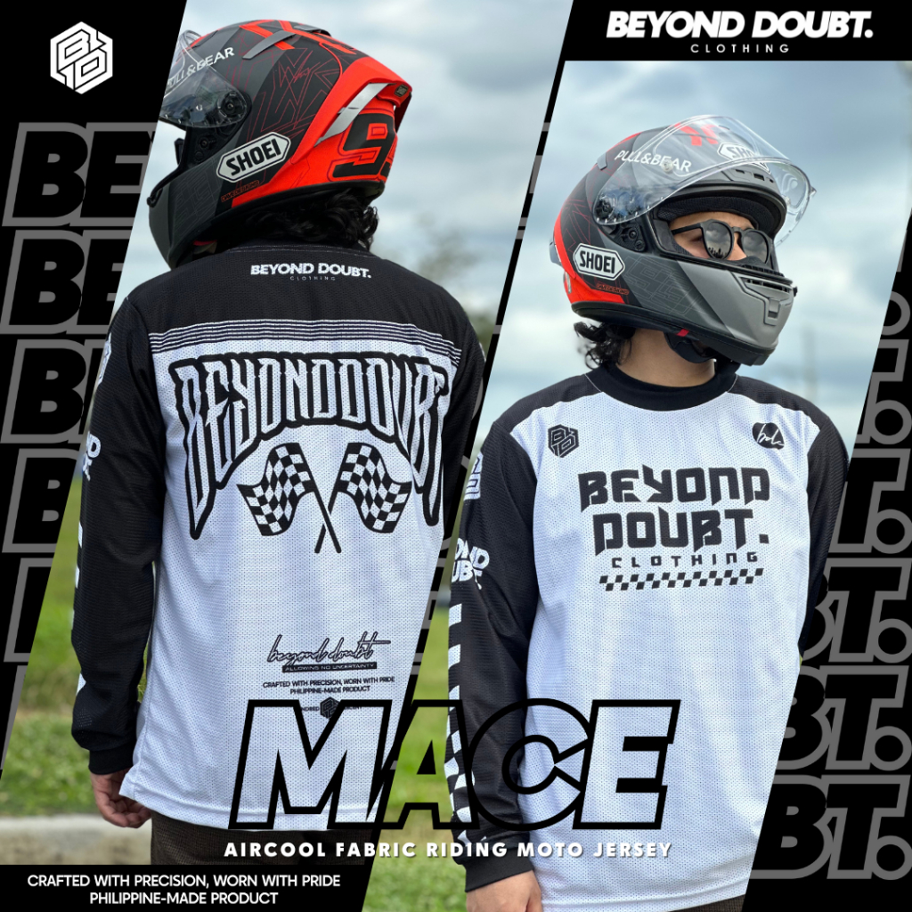 LONG-SLEEVES- "MACE” Design AIRCOOL Moto Jersey - BEYOND DOUBT CLOTHING ...