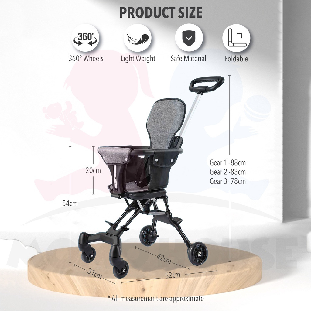 Beige Stroller for Baby Lightweight Foldable 360 Rotatin Travel ...