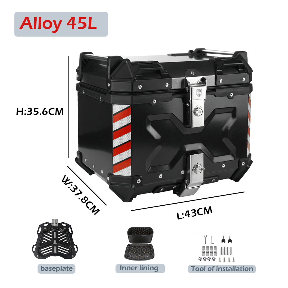 Top box for motorcycle alloy top box 45 liters large-capacity trunk PP ...