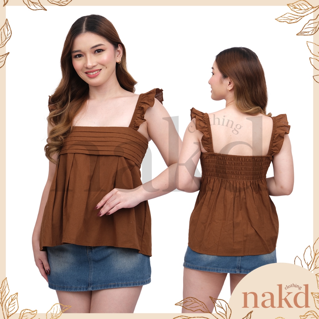 NAKD FASHION KINDRA RUFFLE SLEEVES COTTON LINEN BASIC DAILY FLOWY ...