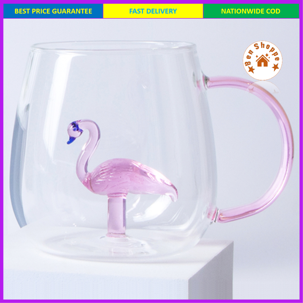 Ben Shopee Korean Japanese Glass Cute 3D Colored Animal Coffee Juice ...