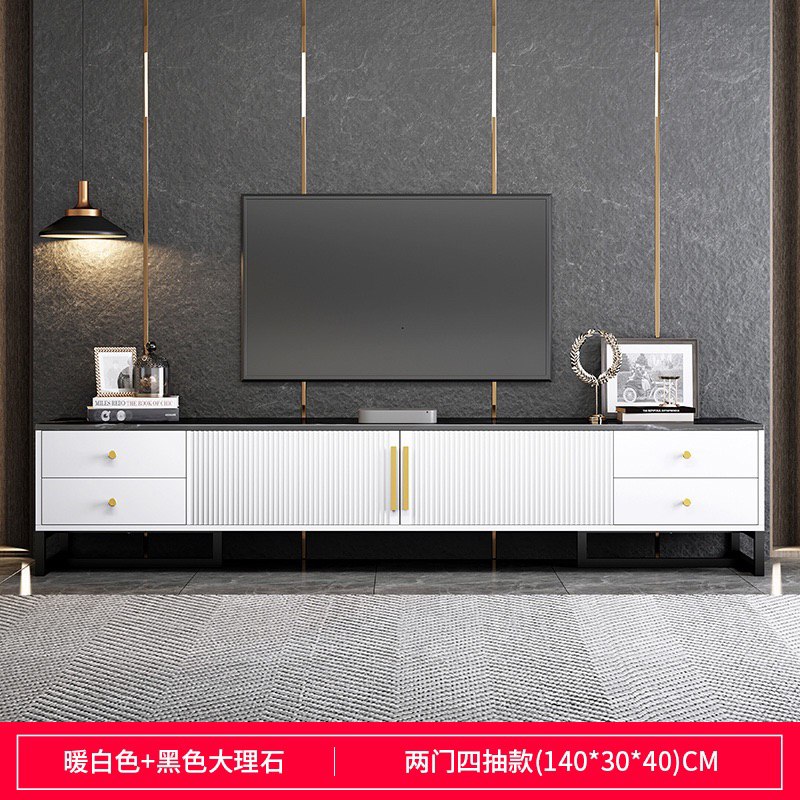 TV Rack 120&140*30*42cm (Marble White/Gold Black and Dark Gray ) with 2 ...