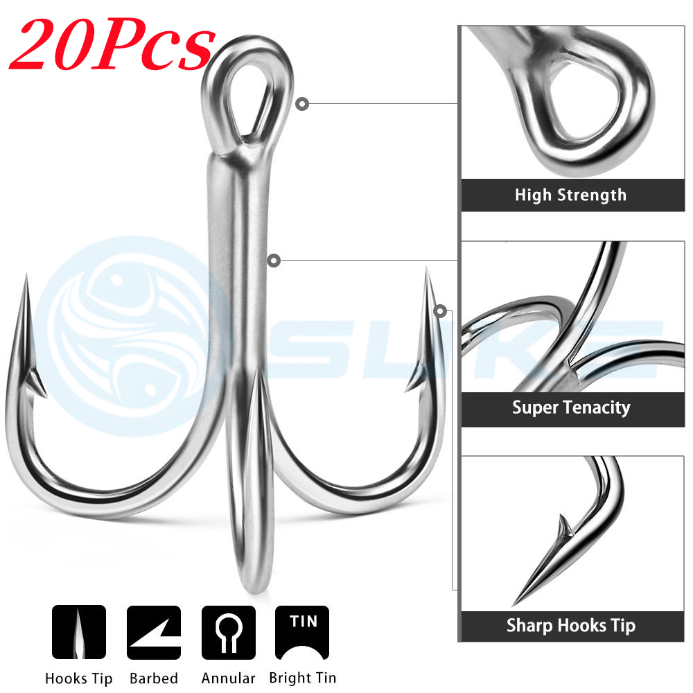 20pcs SUKE Treble Hook Anti-rust Anti-corrosion Fish Hook High Strength ...