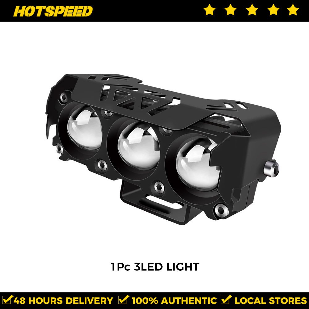HOTSPEED Tri-Star LED Mini Driving Light For Motorcycle Super Bright Headlight Waterproof Fog ...