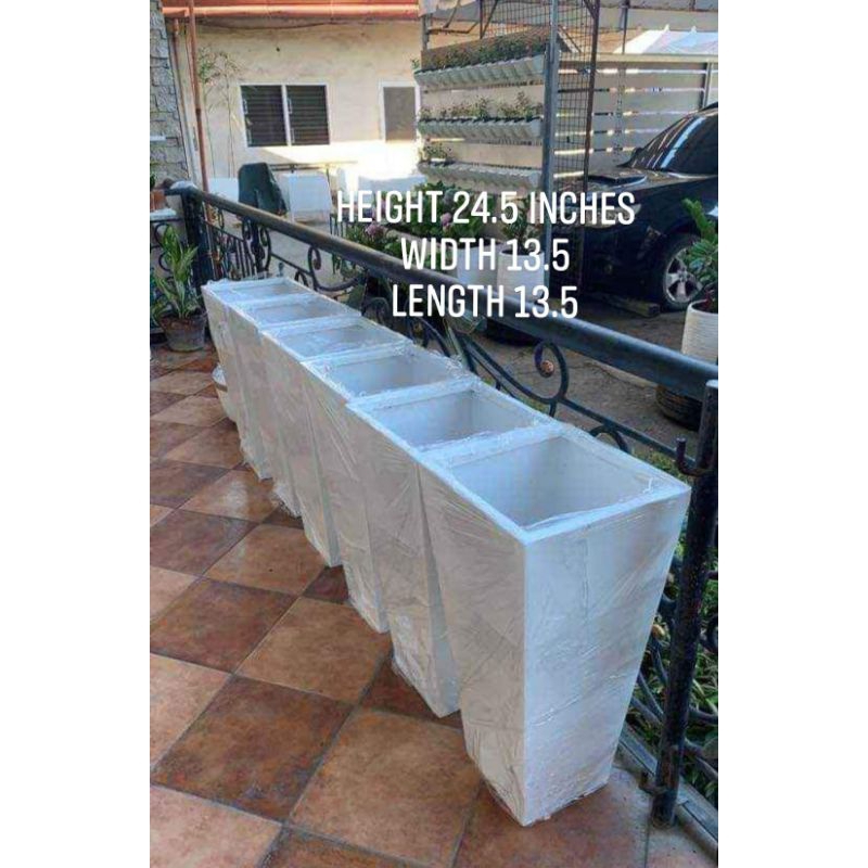 Trapezoid XL fiber stone cast pot (limit of 1) | Shopee Philippines