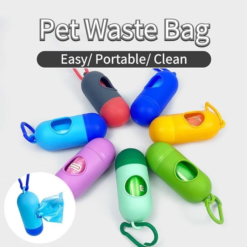 PET& HOME Bullet-shape Plastic Garbage Bag Portable Storage Box Cat Dog ...