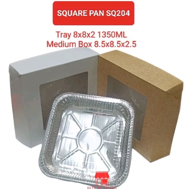 [Set] Aluminum Tray w/ Lid Pair w/ Medium Box 8.5x8.5x2.5 SQ204 8x8x2 ...
