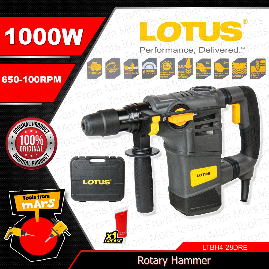 Lotus 4kg Rotary Hammer 1000W / 1300W Electric Hammer Concrete Breaker ...
