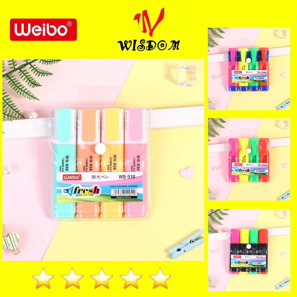 WISDOM WEIBO 4PCS HIGHLIGHTERS SCHOOL SUPPLIES /GIVEAWAYS | Shopee ...