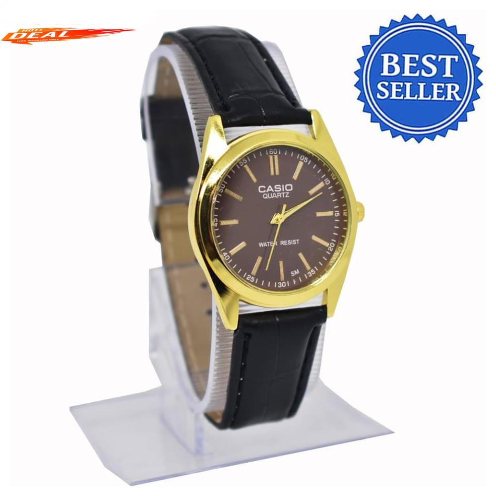 Casio Quartz Brown Dial Leather Band Watch for Men(Black) | Shopee ...