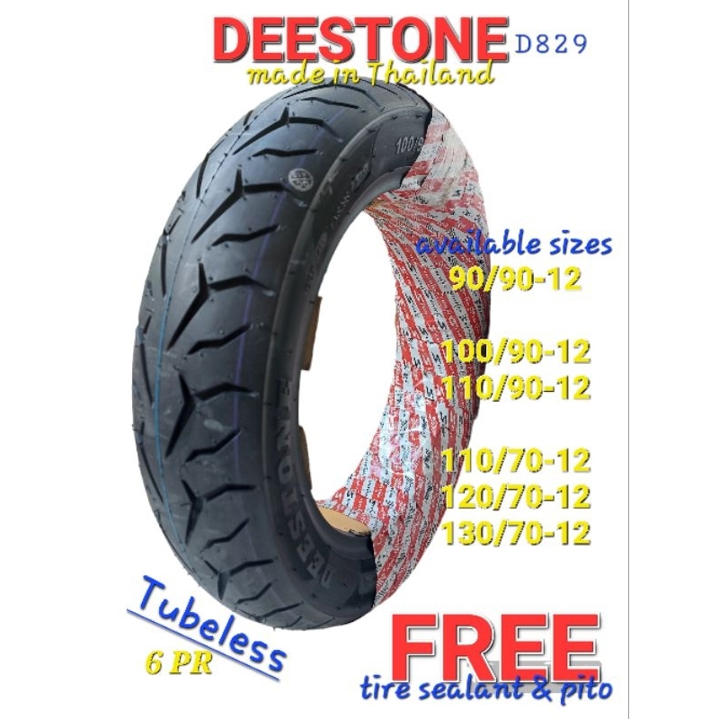 Deestone d829 Tubeless 12, 90/90-12, 100/90-12, 110/90-12, 120/70-12, 130/70-12 | Shopee Philippines