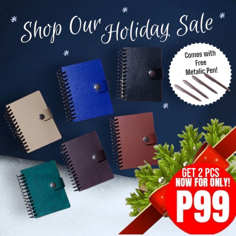 Minimalist Leather PocketNote with Free Metal Rotating Pen | Shopee ...