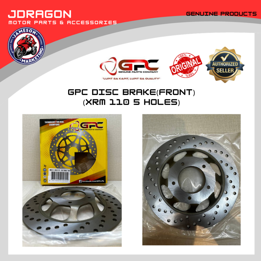 GPC FRONT DISK BRAKE ROTOR (XRM 110/SYM/KYMCO/ CHINA MODELS) (5 HOLES ...