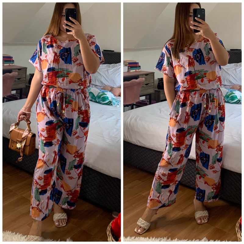 PLUSSIZE SQUARE PANTS TERNO WITH 2 SIDE POCKET CHALLIS | Shopee Philippines
