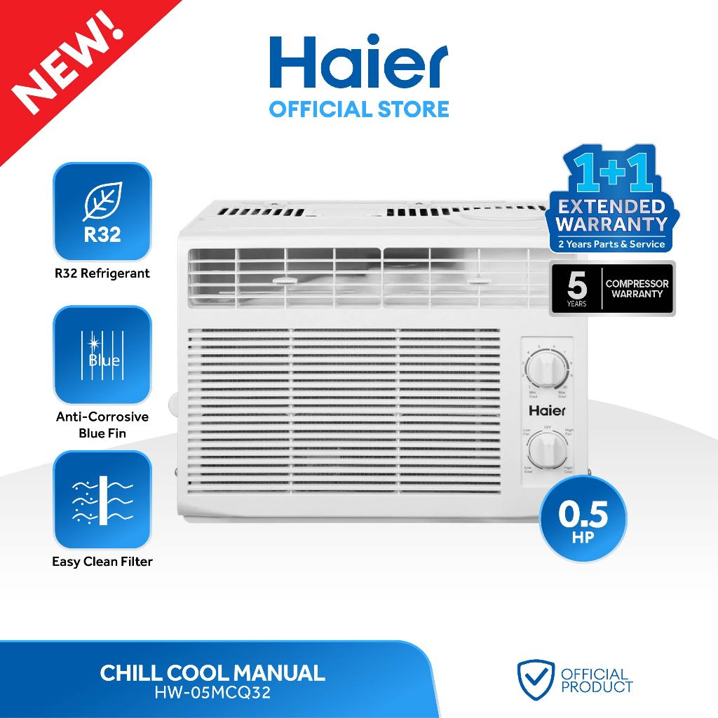 Haier HW-05MCQ32 0.5 HP Chill Cool Window Type Aircon for Small Room ...