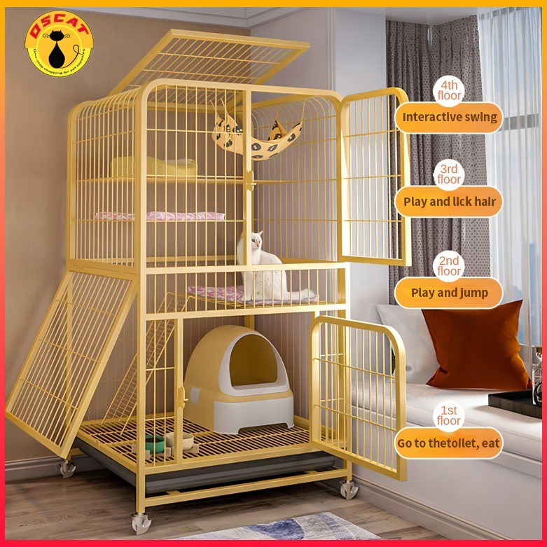 Mobile Cat Cage Large Kulungan Ng Pusa 2 3 4Level Pet Cage Cat House ...