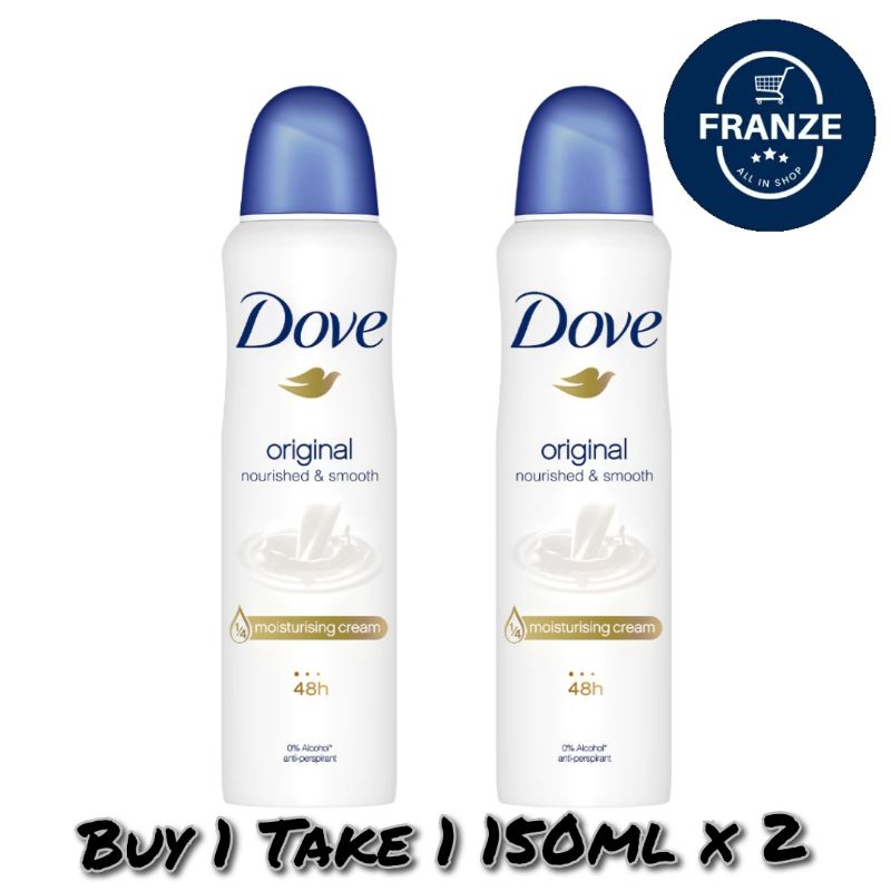 BUY 1 TAKE 1 DOVE Original Nourished & Smooth Deodorant Spray 150ml x 2 ...