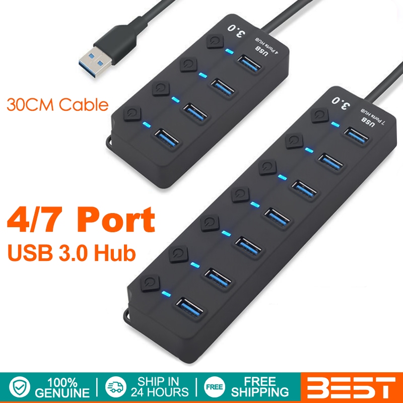 7 Ports USB Port Extension 3.0 High Speed USB Hub For Laptop Multiple ...