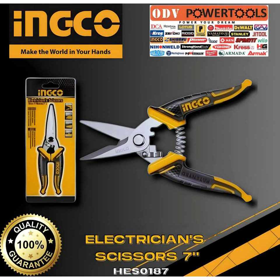 Ingco Electrician's Scissors 7" HES0187 ~ ODV POWERTOOLS | Shopee ...
