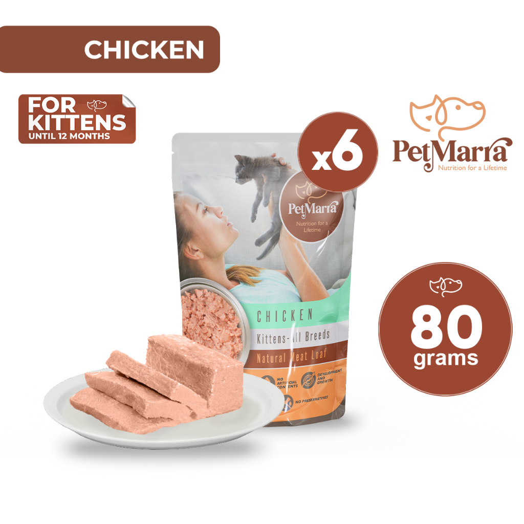 PetMarra Natural Meat Loaf Kitten Wet Food Pouch Chicken Flavor 80g ...