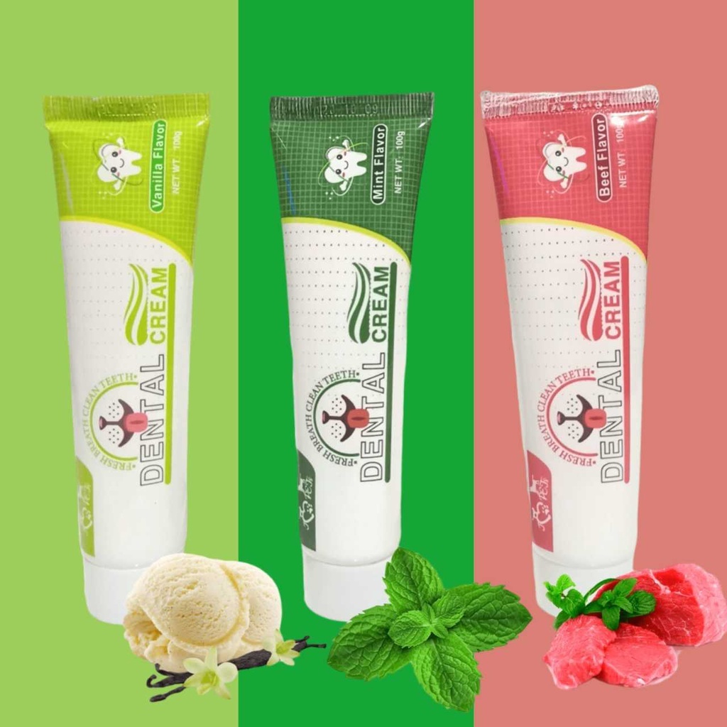 Pet Dogs & Cats Dental Care Toothpaste (Vanilla Flavor, Mint, Beef) | Shopee Philippines