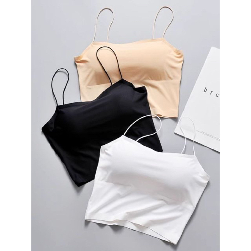 Korean Style Women Ice Silk Sexy Seamless Sando Crop Top Bra with ...