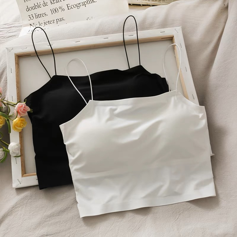 【ON HAND】Women Korean Style Crop Top Sexy Seamless Ice Silk Sando Bra ...