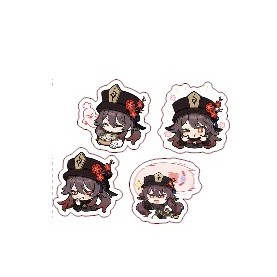 4pc/order Genshin Impact Hutao Set B Emoji Waterproof Sticker Matte ...