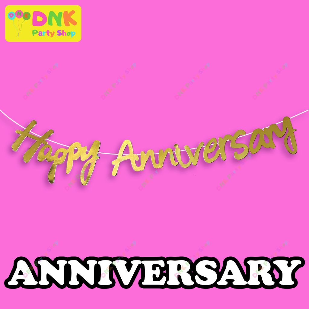Happy Anniversary Banner Banderitas Script Cursive Letter Cutout ...