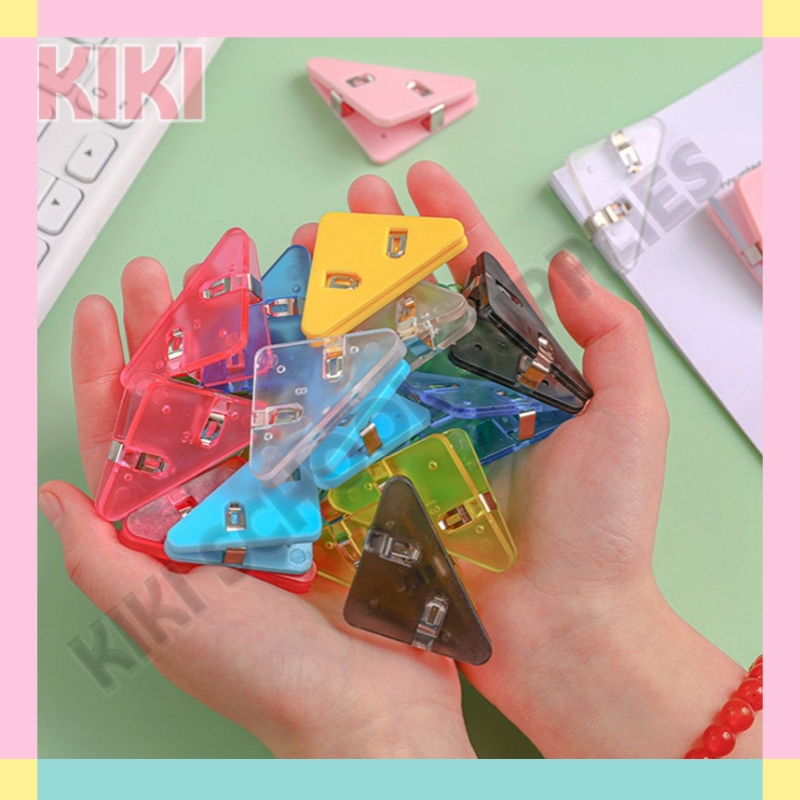 KK 1PC Portable Colorful Binder Clip Paper Clip Transparent Triangle ...